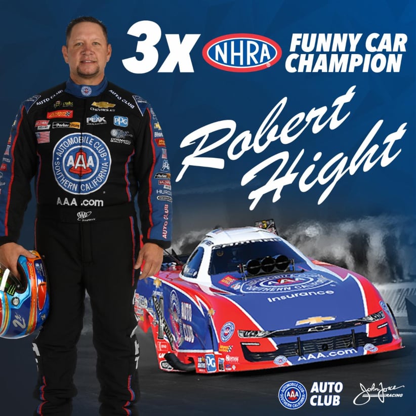 ROBERT HIGHT AND AUTO CLUB CLINCH THIRD NHRA FUNNY CAR WORLD CHAMPIONSHIP